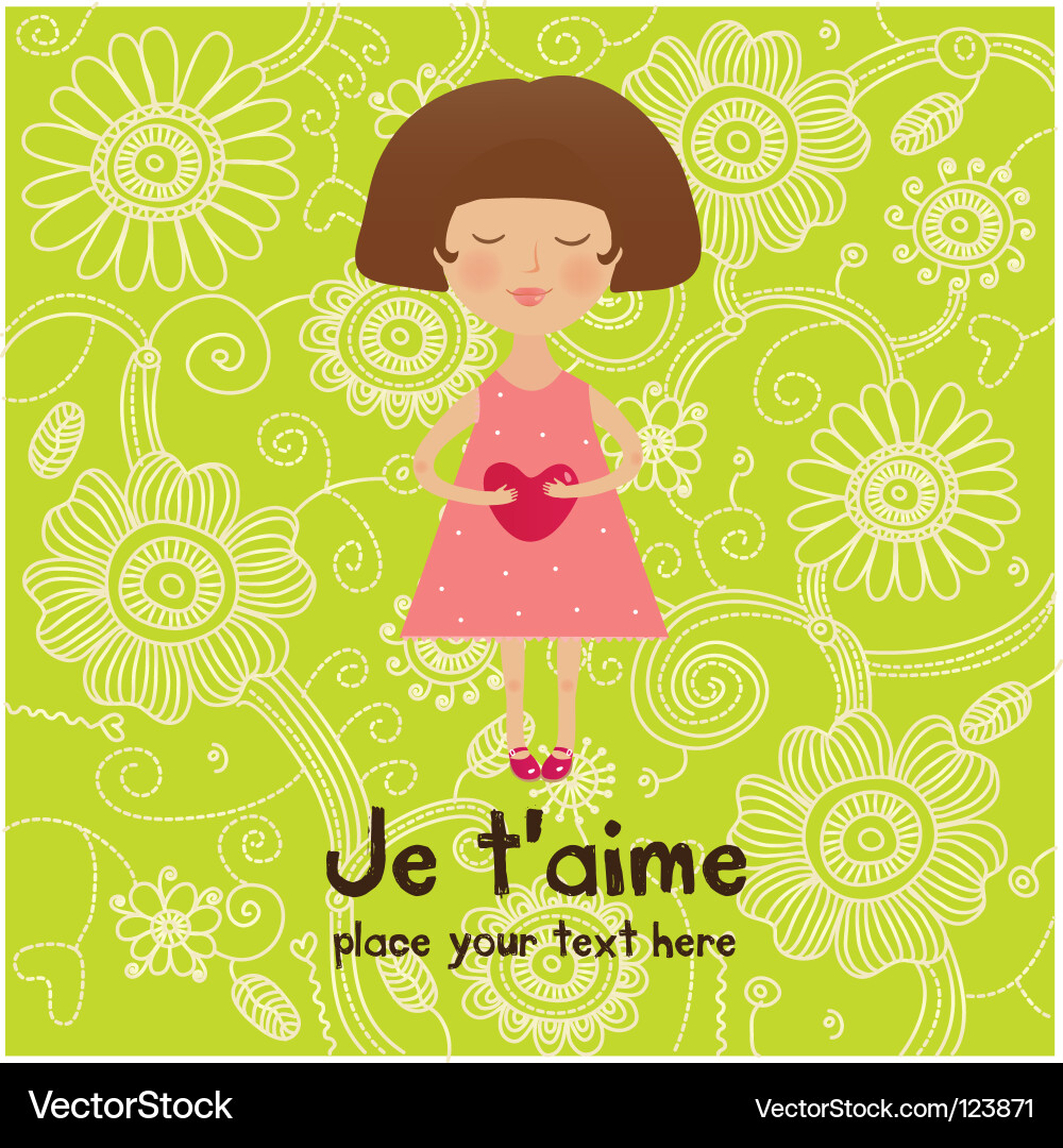 Cute Valentine Girl Card Royalty Free Vector Image