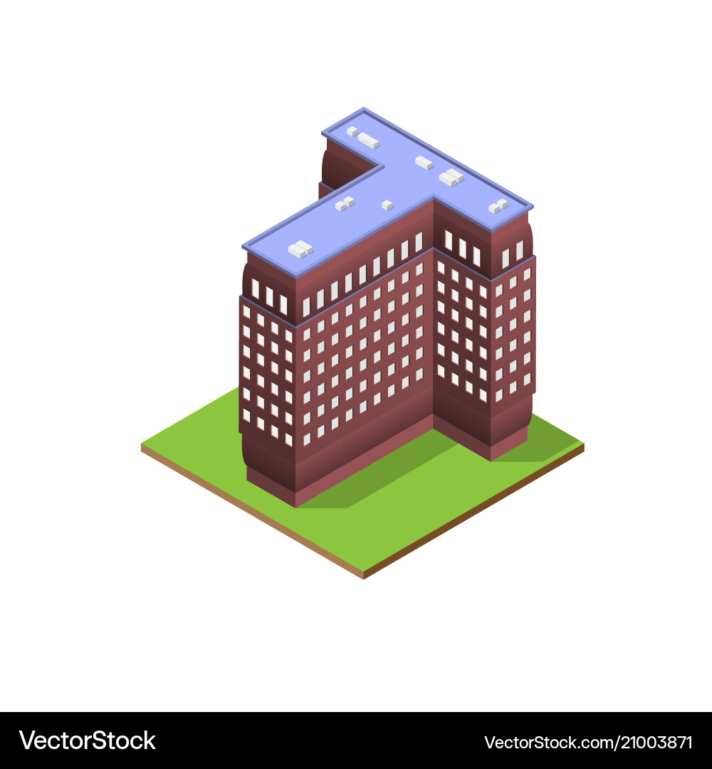 Isometric building letter t form Royalty Free Vector Image