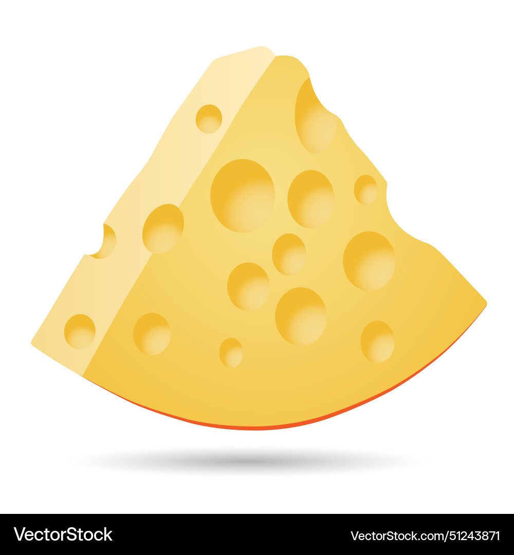Piece of cheese isolated on a white Royalty Free Vector