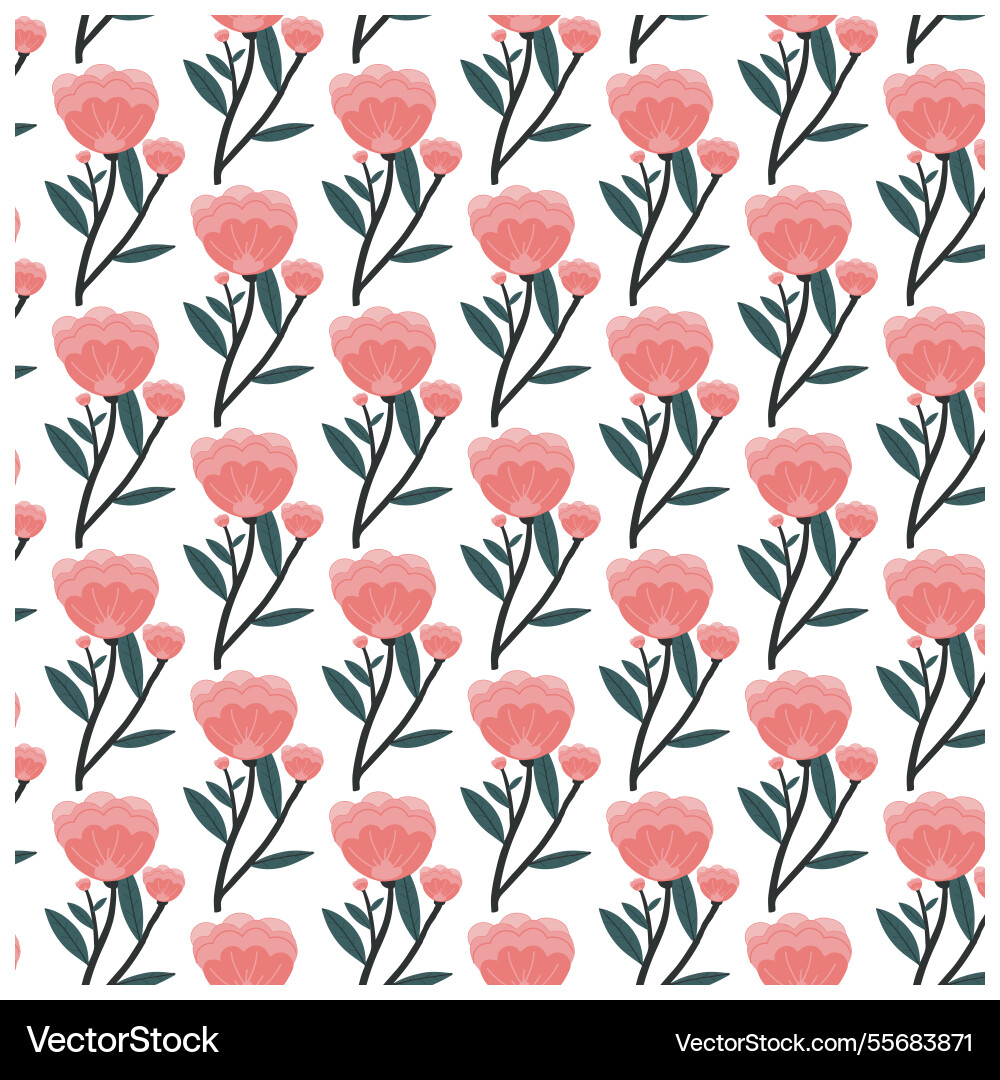 Pink flower repeat print placement Royalty Free Vector Image