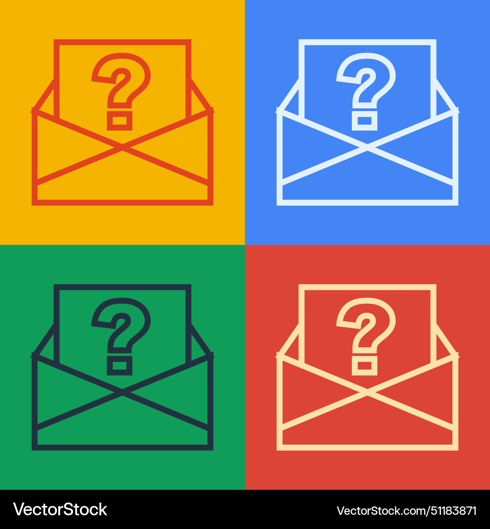 Pop art line envelope with question mark icon Vector Image