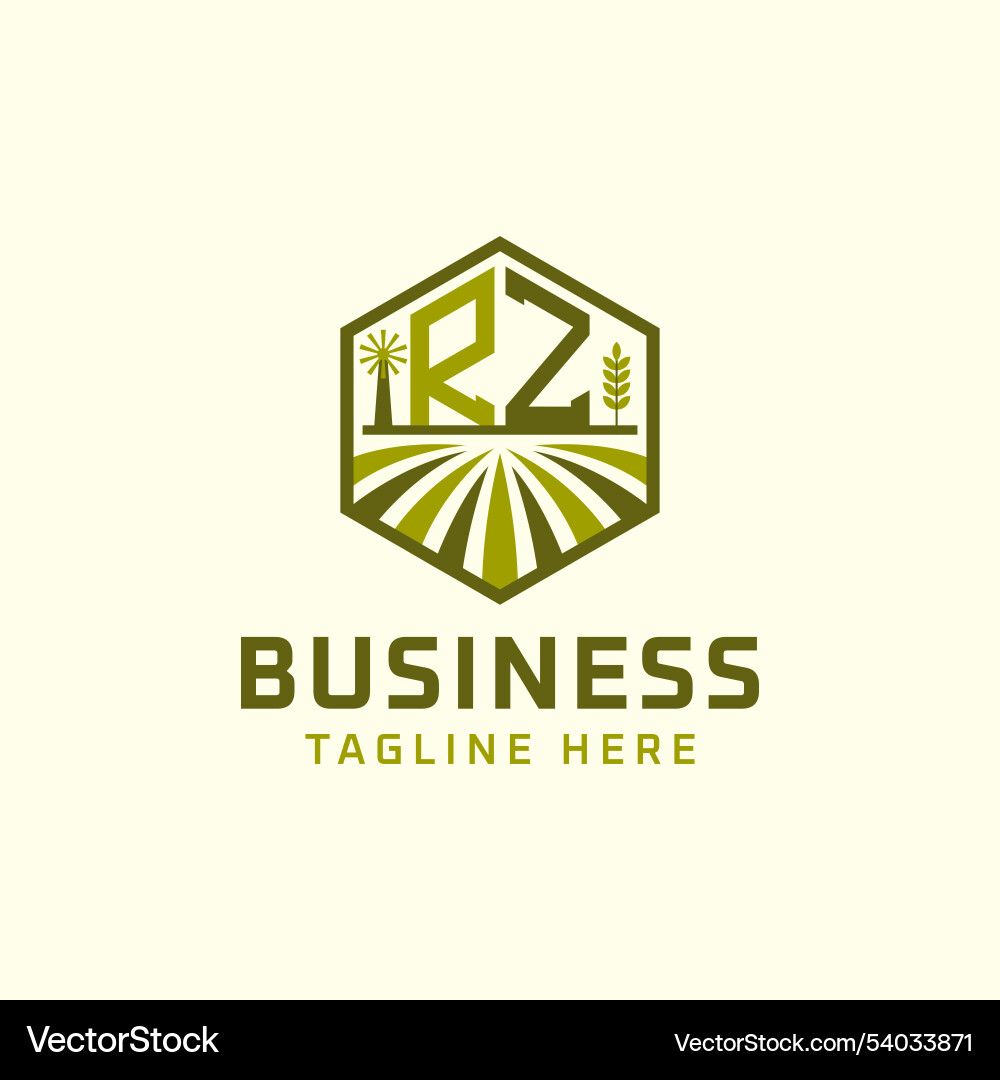 Rz farm logo design modern agro Royalty Free Vector Image