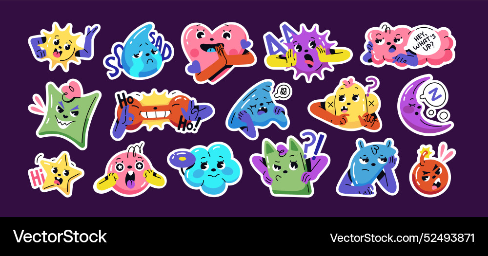 Sticker pack of different mood set abstract Vector Image