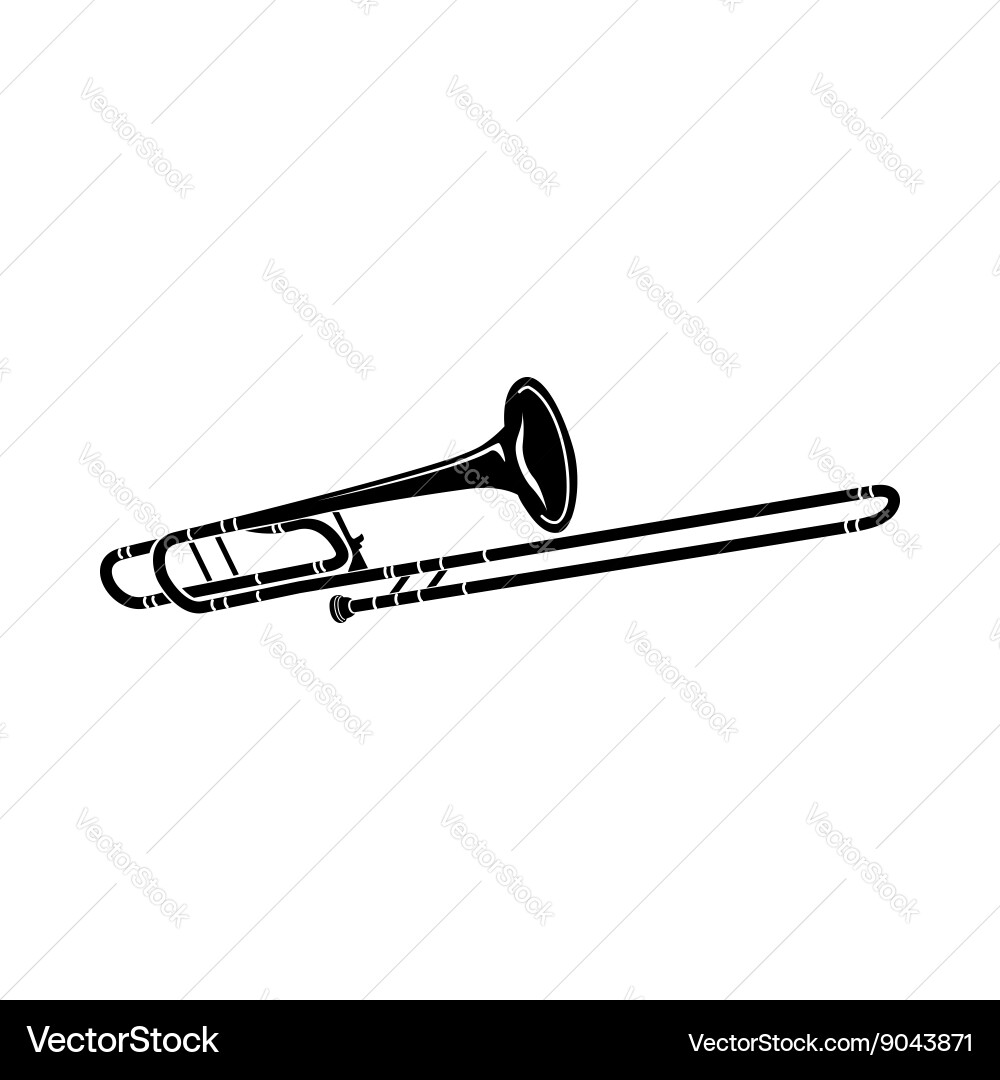 Trombone music instrument icon black simple style Vector Image