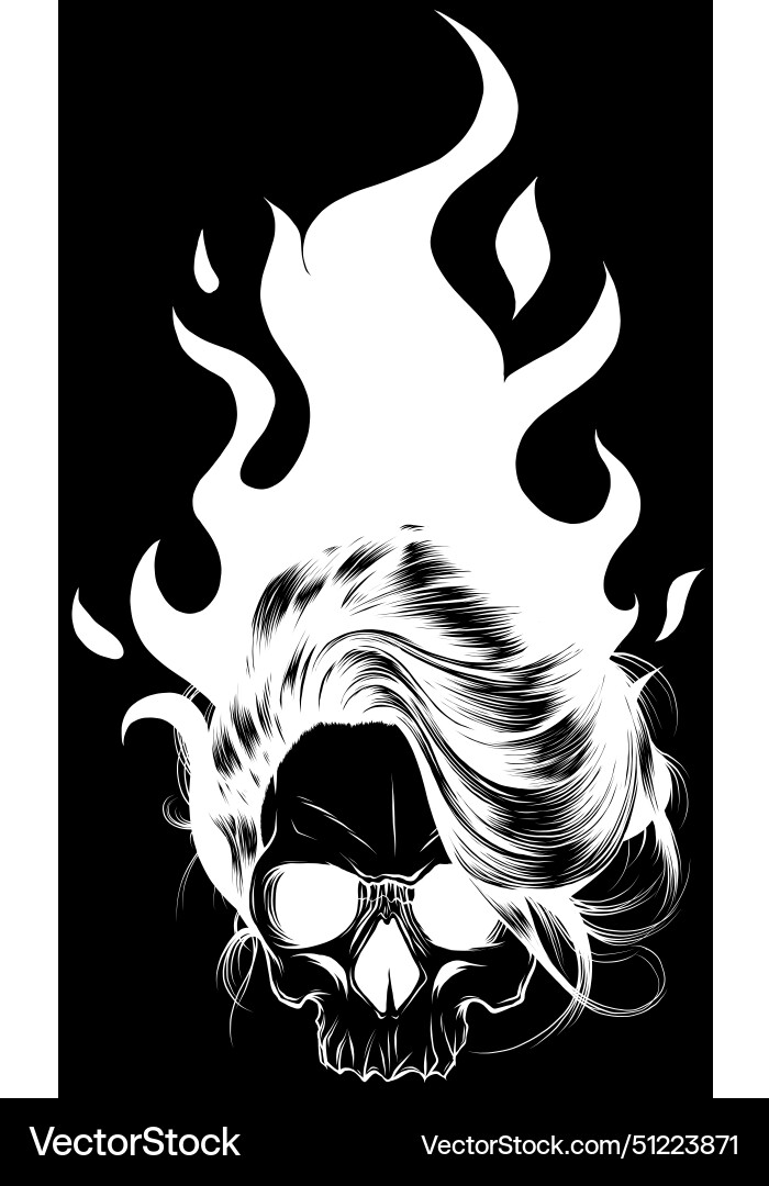 White silhouette of flames skull horror evil burn Vector Image