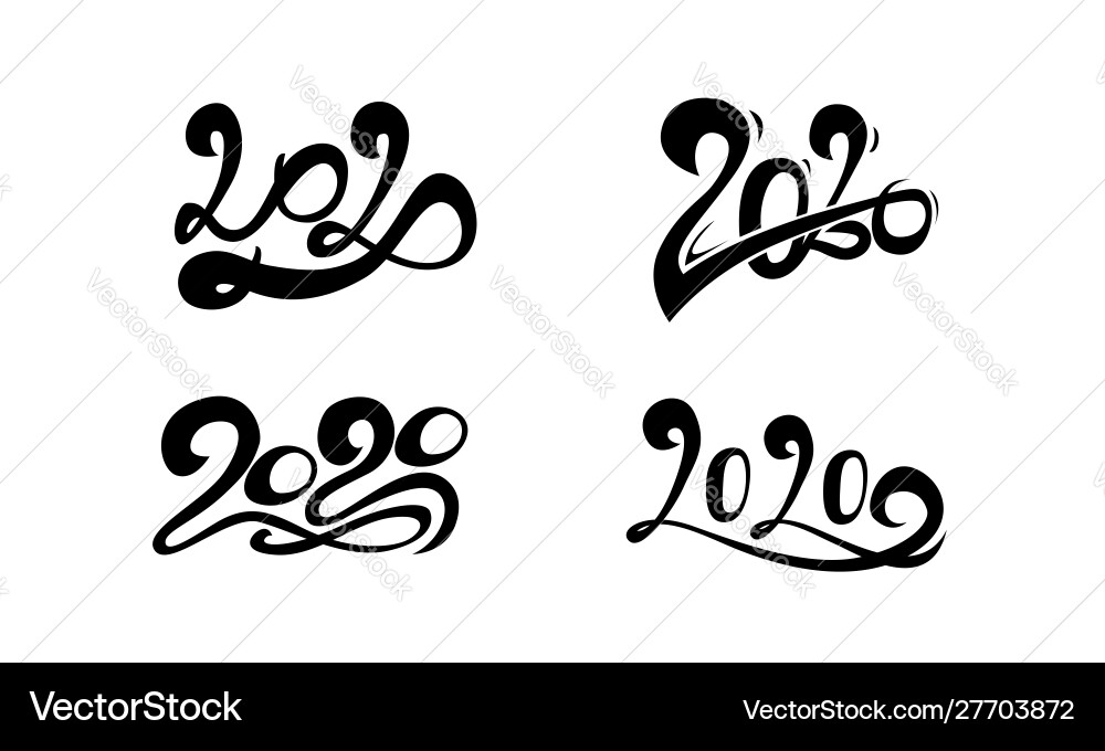 2020 year hand drawn numbers Royalty Free Vector Image