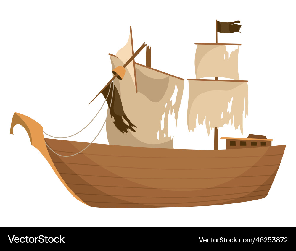 Broken ship icon cartoon wooden battered Vector Image