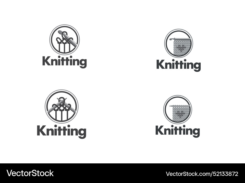 Knitting logo template set Royalty Free Vector Image