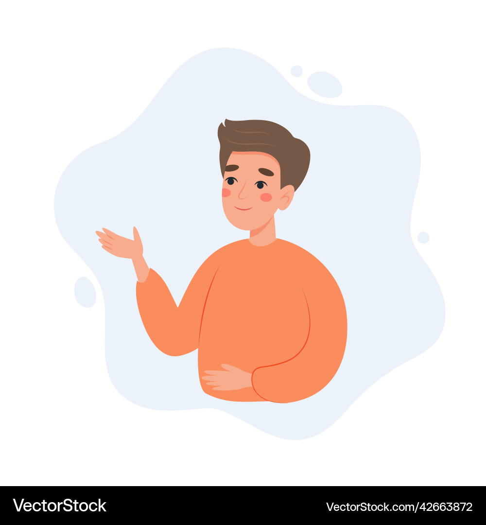 Man explaining presenting or showing something Vector Image