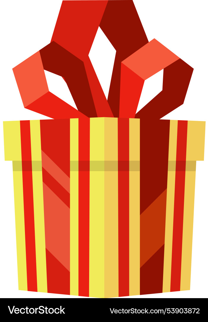 Present box icon golden gift with red ribbon Vector Image