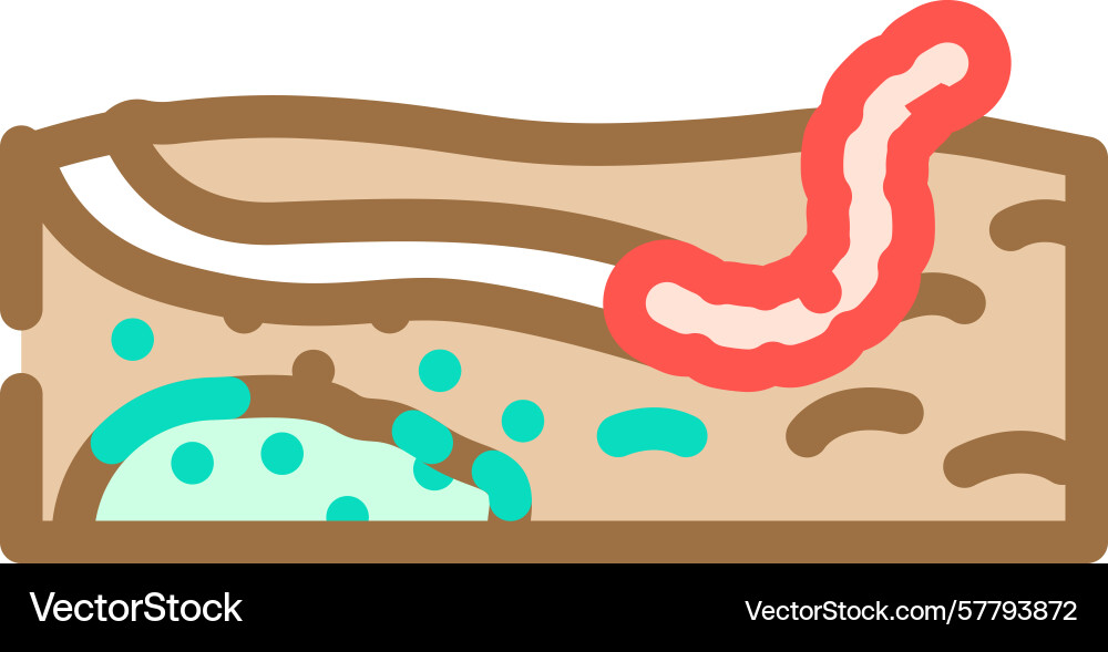 Worms escaping from toxic ground color icon Vector Image