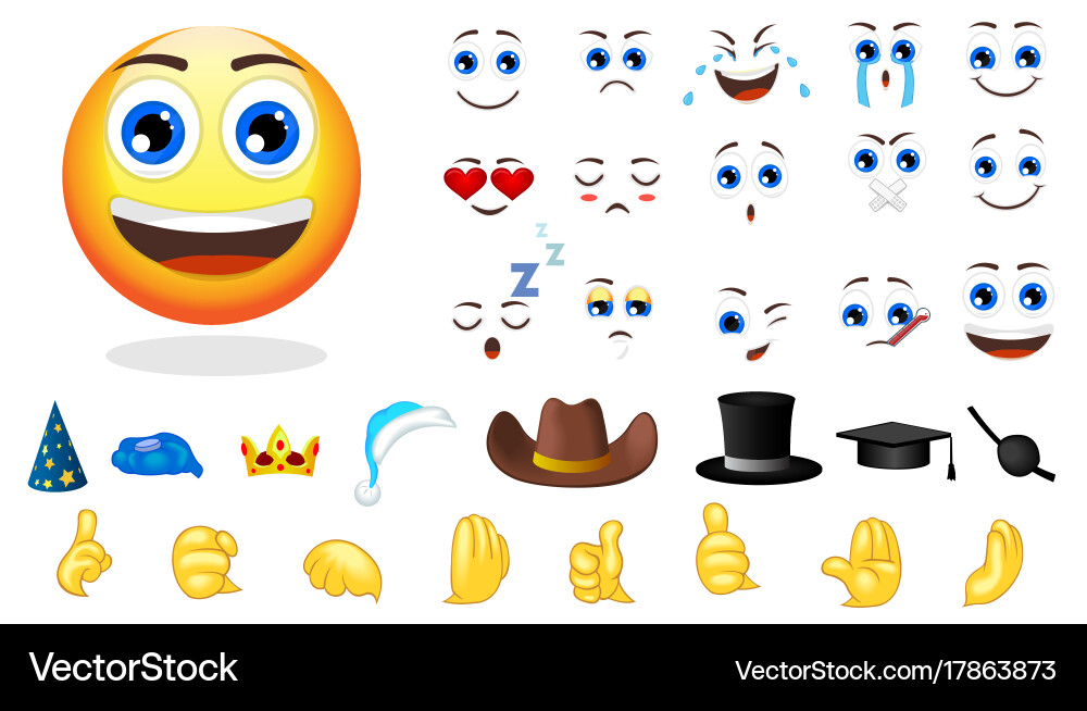 Cartoon Facial Expression Icons Royalty Free Vector Image