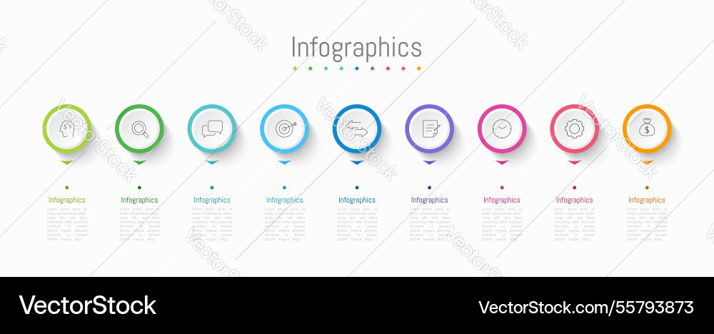 Infographic 9 options design elements Royalty Free Vector