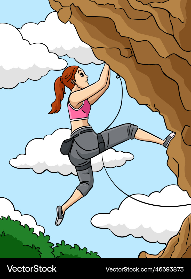 Rock climber colored cartoon Royalty Free Vector Image