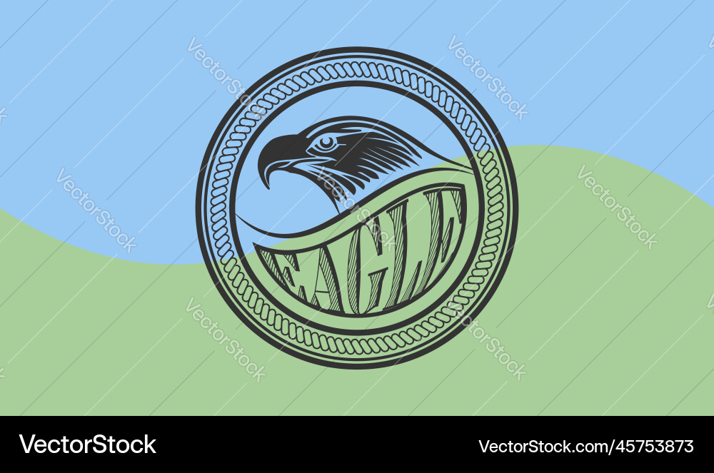 Round seal emblem or icon monochrome head eagle Vector Image