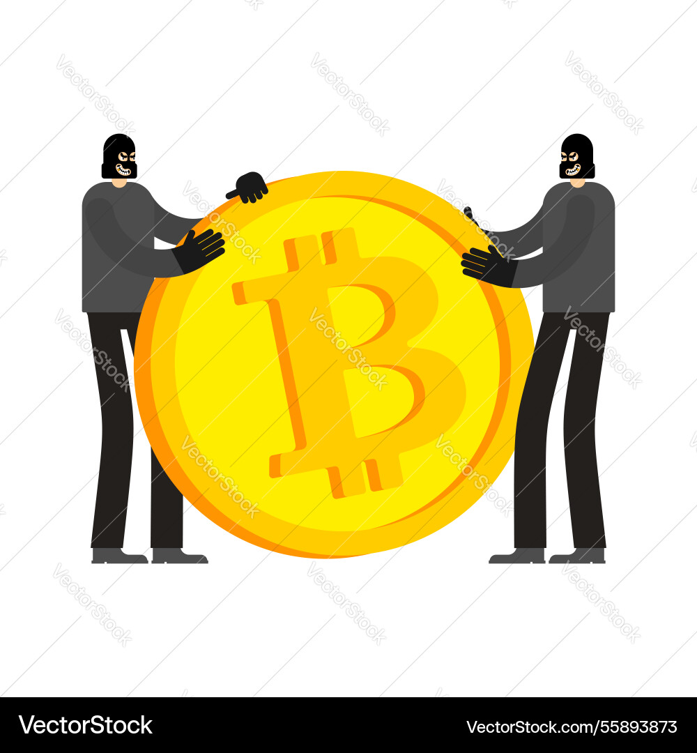 Thief stolen bitcoin criminal stole Royalty Free Vector