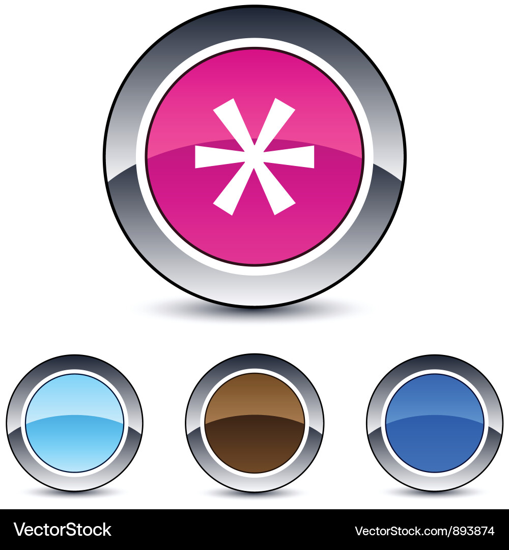 Asterisk round button Royalty Free Vector Image
