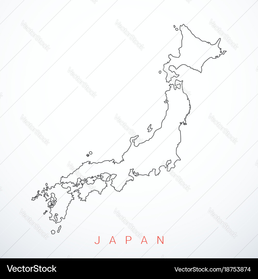 Contour japan map Royalty Free Vector Image - VectorStock