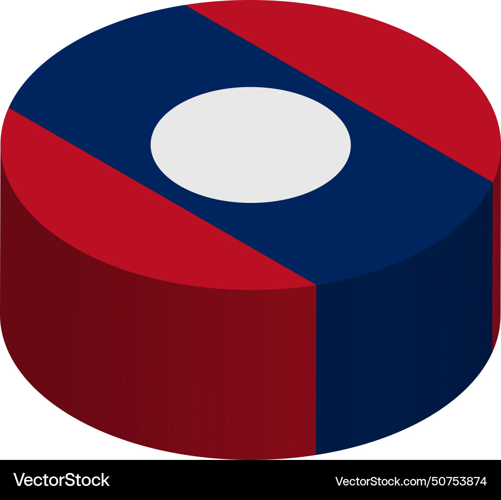 Isometric 3d circle flag of laos Royalty Free Vector Image
