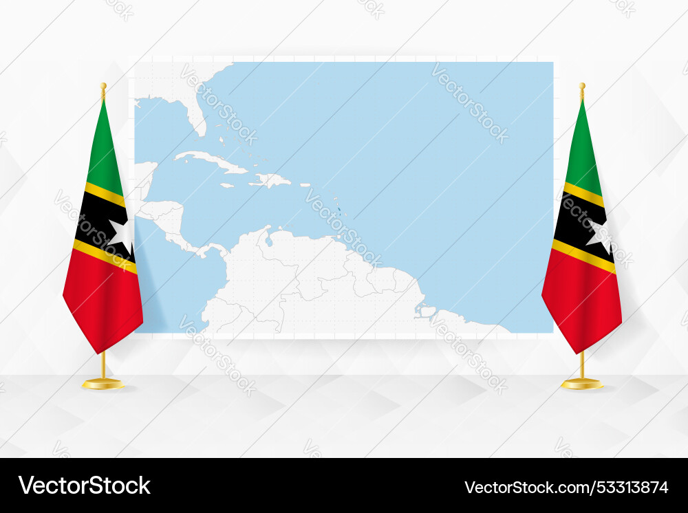 Map of saint kitts and nevis flags Royalty Free Vector Image