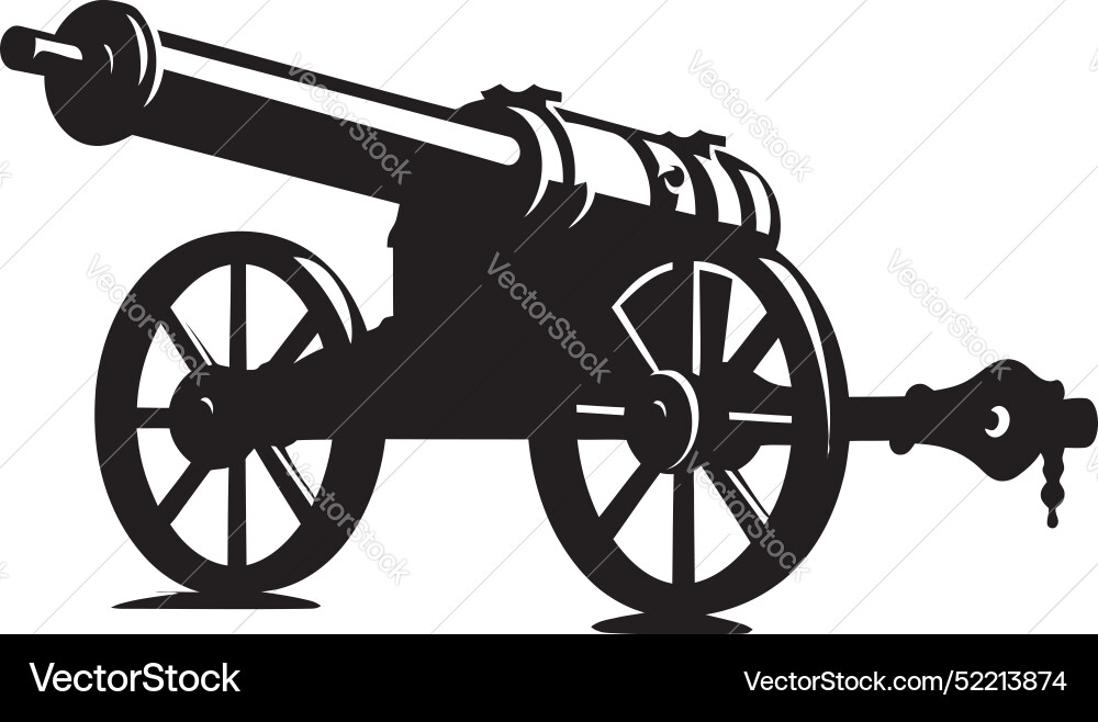 Mighty arsenal black cannon firearm emblem Vector Image