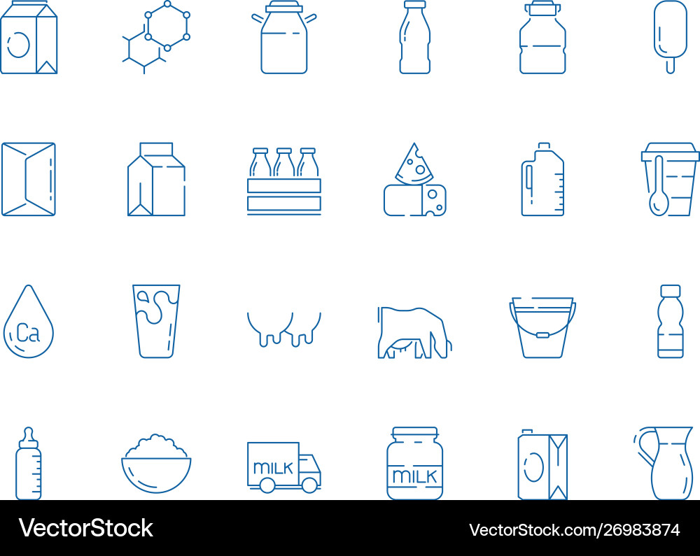 Milk icons bottle jars plastic containers Vector Image