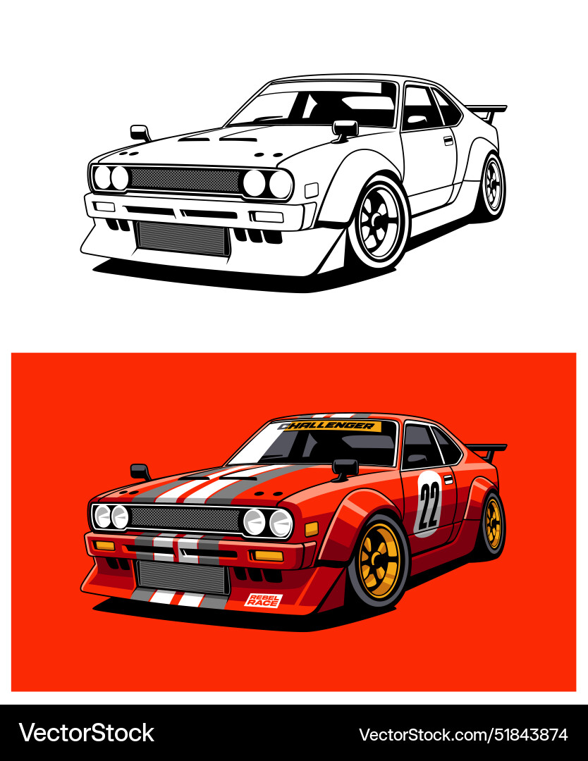 Racing car vintage series 04 Royalty Free Vector Image
