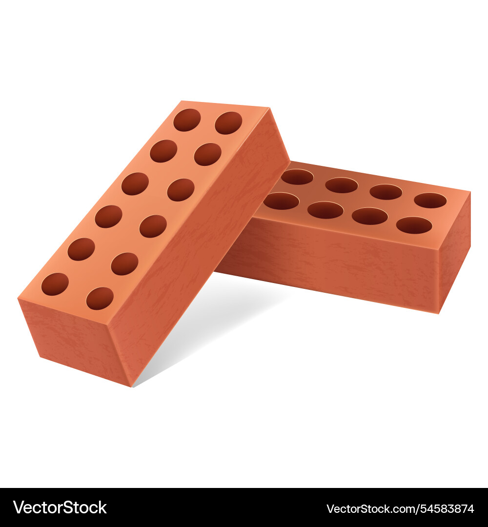 Realistic detailed brick set 3d isometric view Vector Image