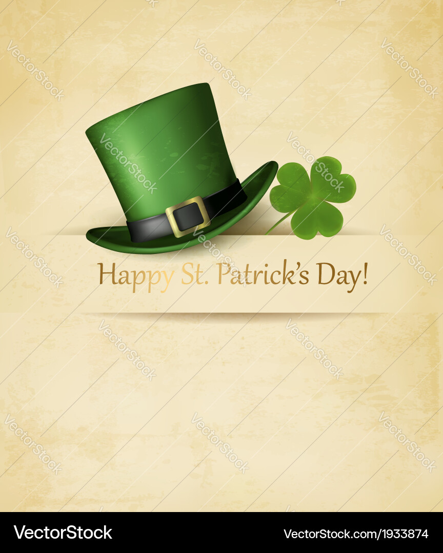 Saint patricks day background with clove leaf Vector Image