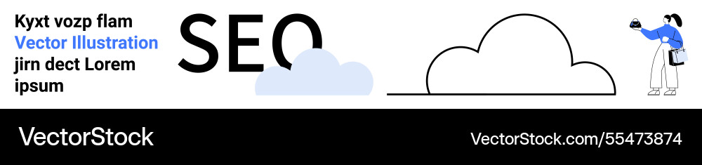 Seo concept with cloud and researcher analyzing Vector Image