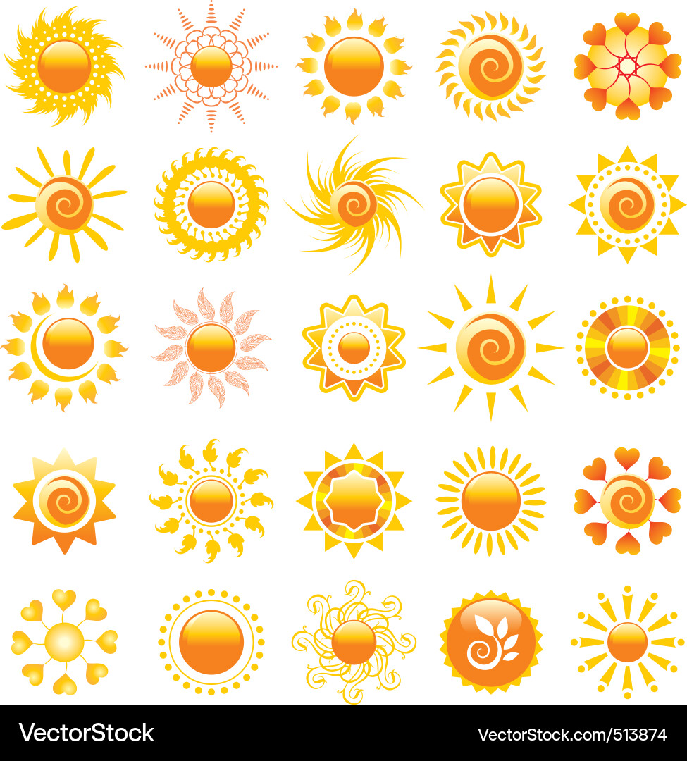 Set of sun Royalty Free Vector Image - VectorStock