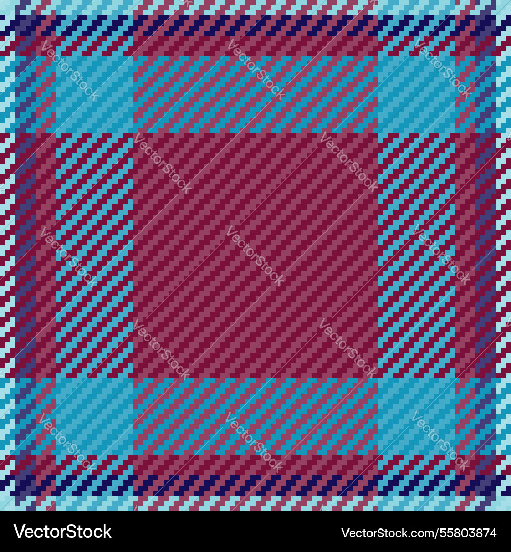 Vibrant teal and maroon plaid textile pattern Vector Image
