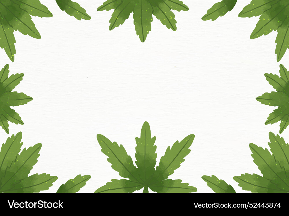 Watercolor cannabis leaf wallpaper with empty Vector Image