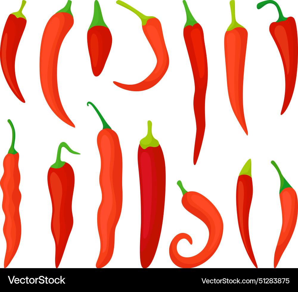 Cartoon chilli peppers different red pepper Vector Image