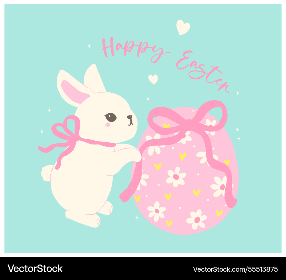Coquette happy easter bunny deccorating egg Vector Image
