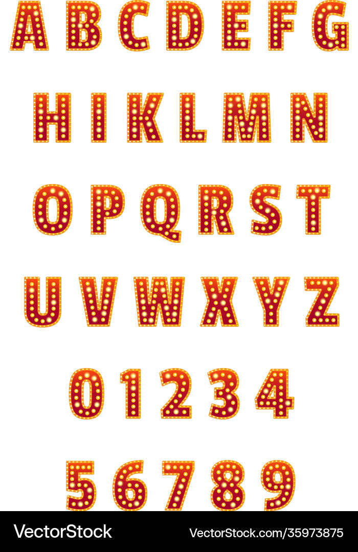 English alphabet and digits set Royalty Free Vector Image