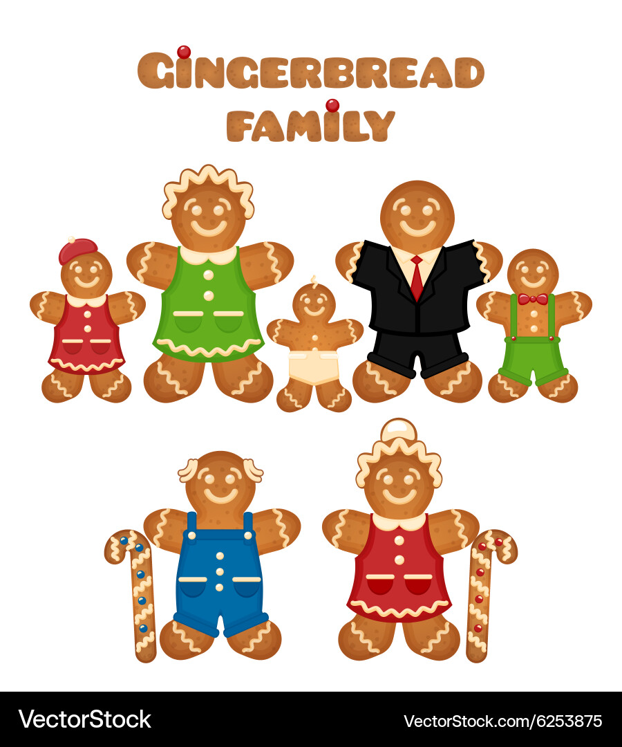 Gingerbread family Royalty Free Vector Image - VectorStock