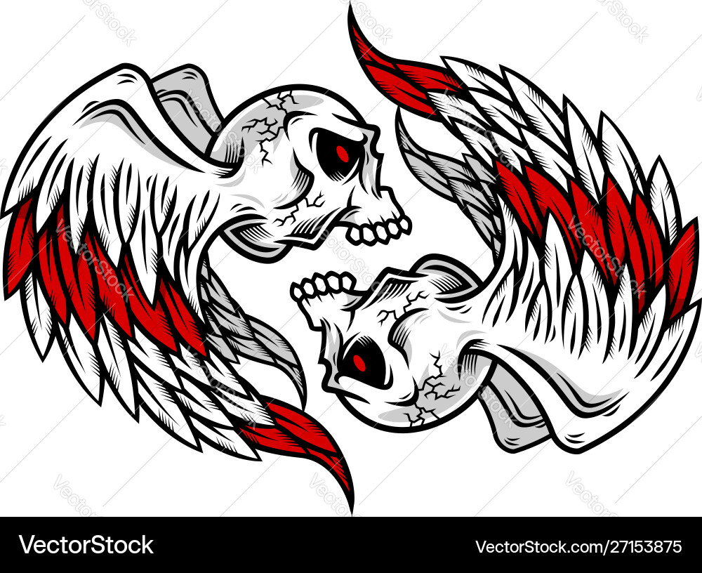 Skull logo icon or with wings skeleton Royalty Free Vector