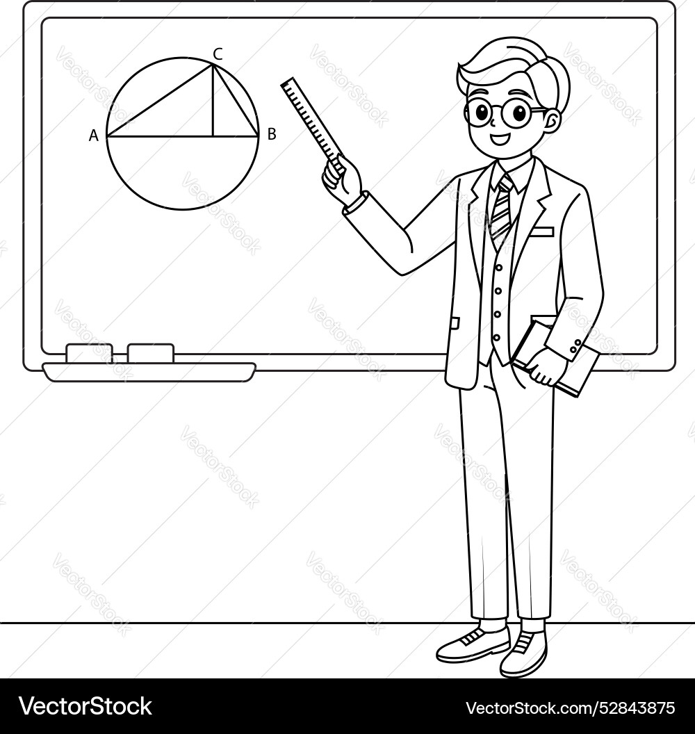 Teacher in a classroom outline coloring page Vector Image