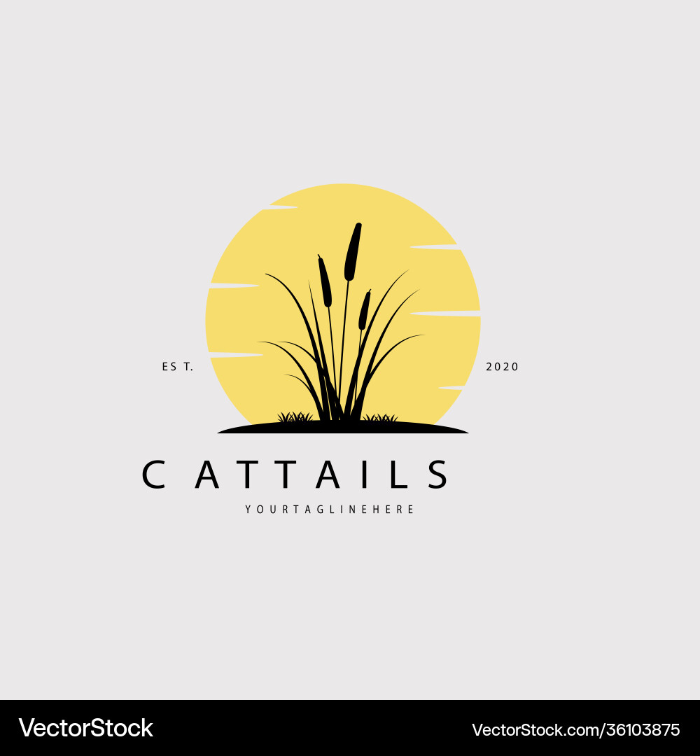 Vintage cattails logo design Royalty Free Vector Image