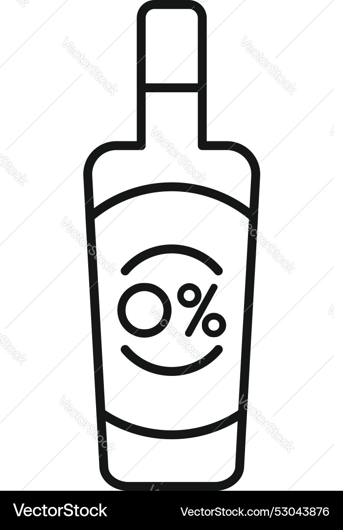 Bottle showing zero percent alcohol content icon Vector Image