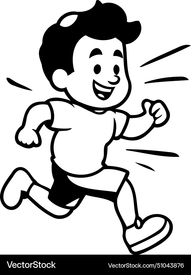Running man cartoon character isolated on a white Vector Image