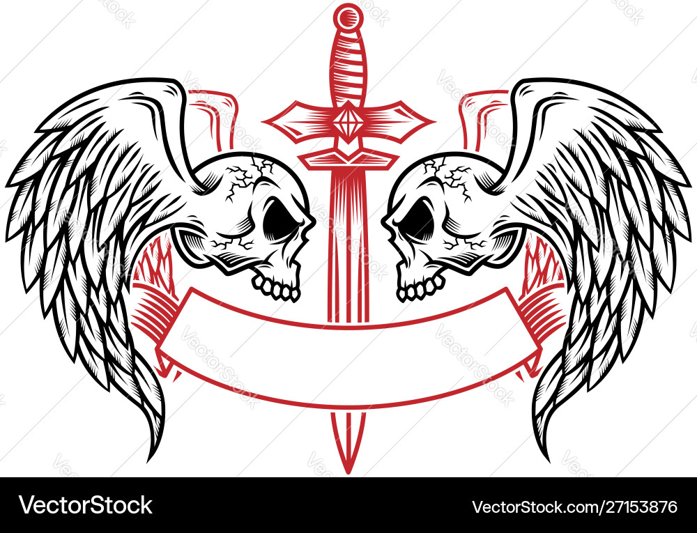 Skull logo icon or with wings skeleton Royalty Free Vector
