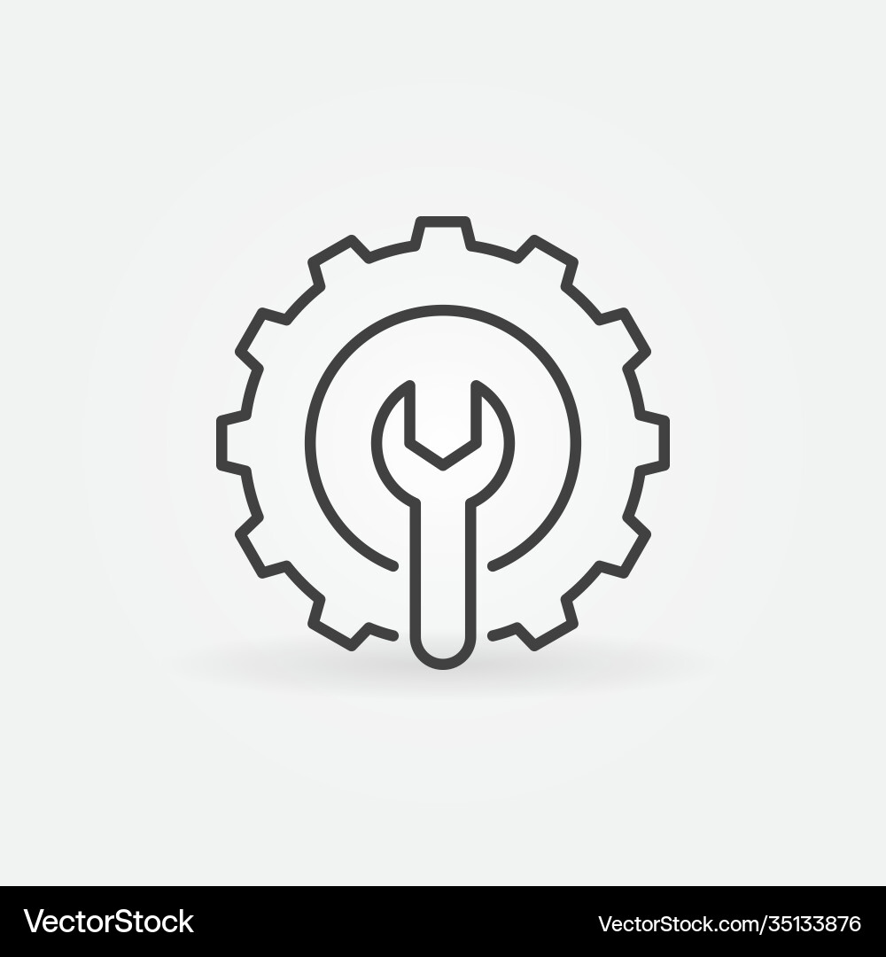 Spanner inside gear linear icon settings Vector Image