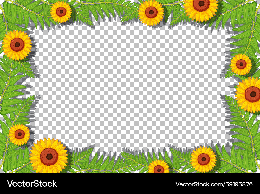 Sunflower frame template on transparent background