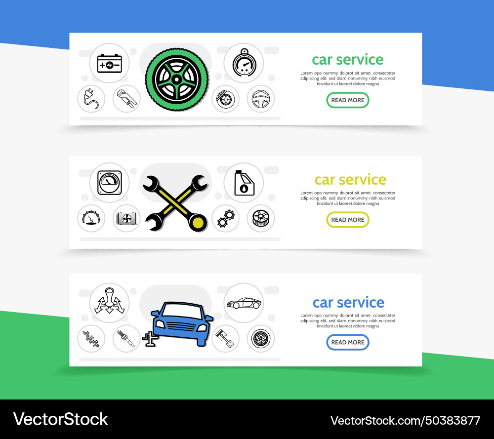 Car service horizontal banners Royalty Free Vector Image