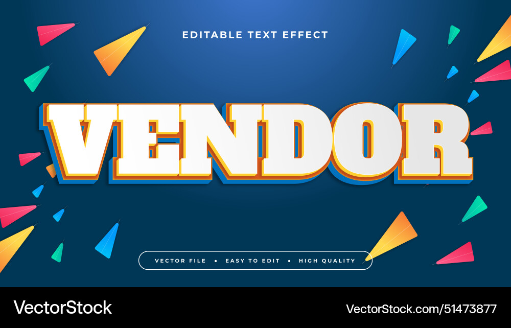 Colorful vendor 3d editable text effect - font Vector Image