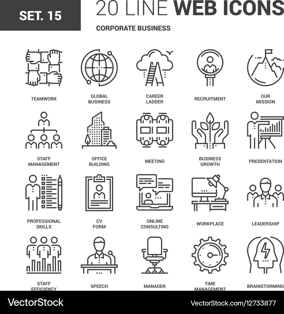 Corporate business icons Royalty Free Vector Image
