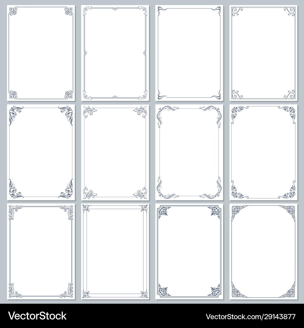 Frames decorative rectangle and borders set Vector Image