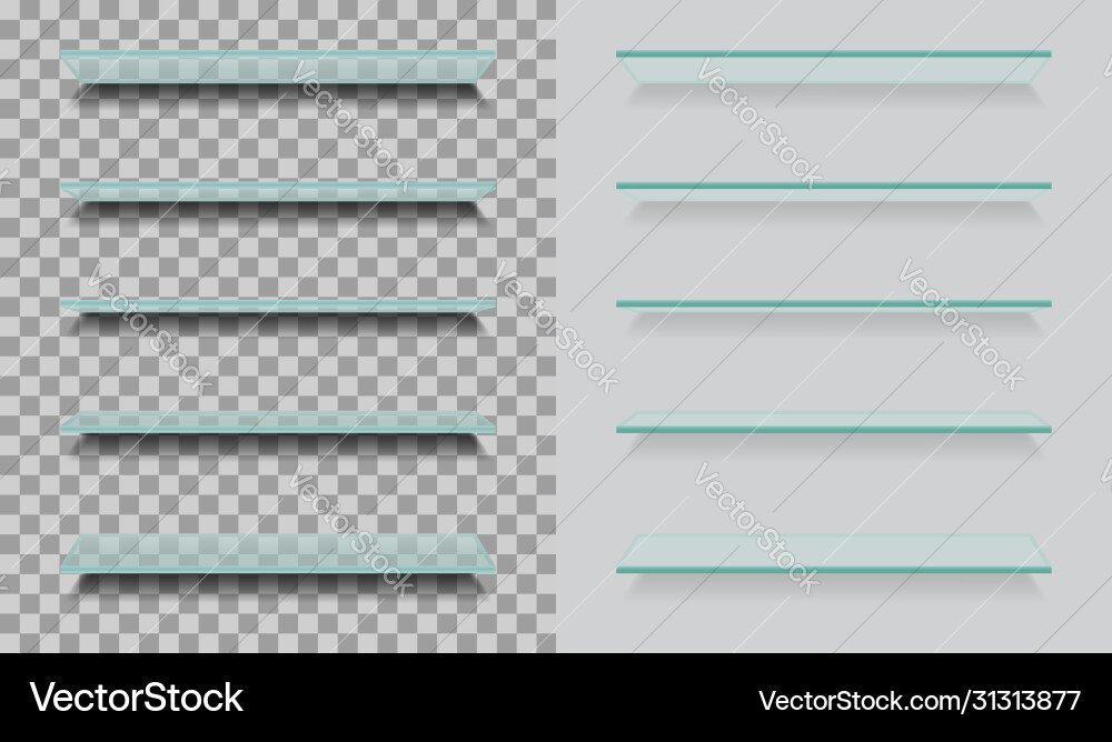Glass shelves art empty ledge design Royalty Free Vector